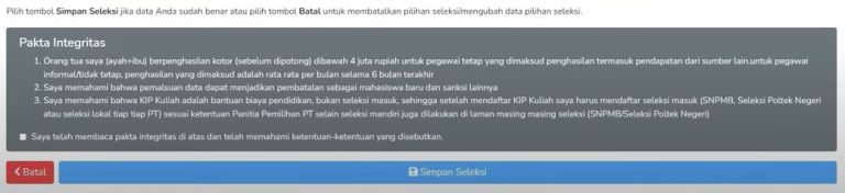 Cara Mengisi Menu Seleksi di KIP Kuliah 2024 - UTBKCAK