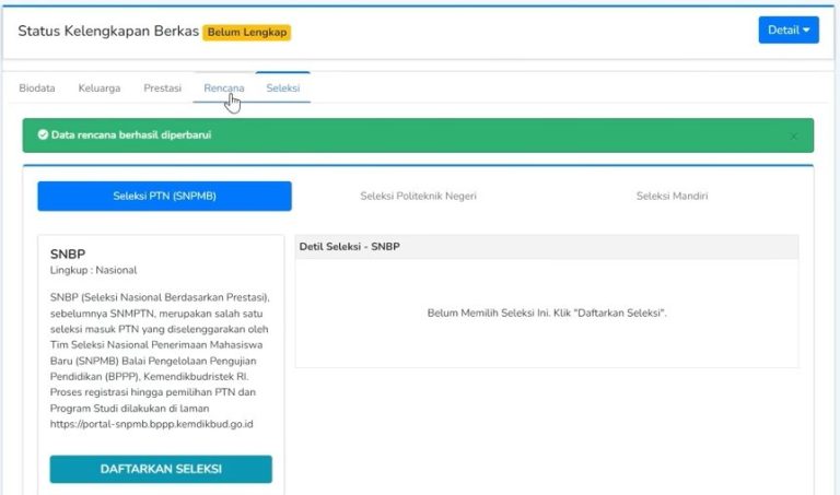 Cara Mengisi Menu Seleksi di KIP Kuliah 2024 - UTBKCAK